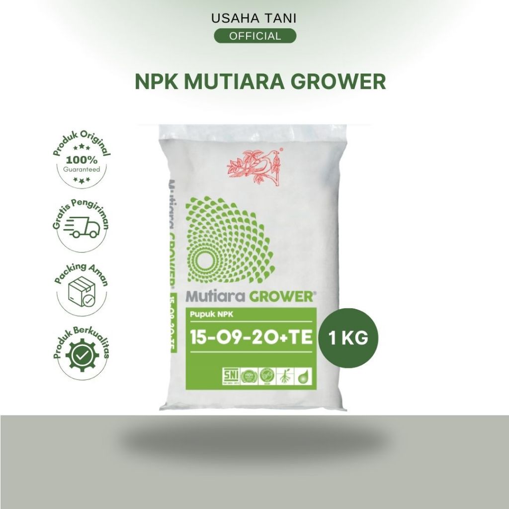 Jual NPK Mutiara Grower 15-09-20+TE kemasan pabrik 1 kg | Shopee Indonesia