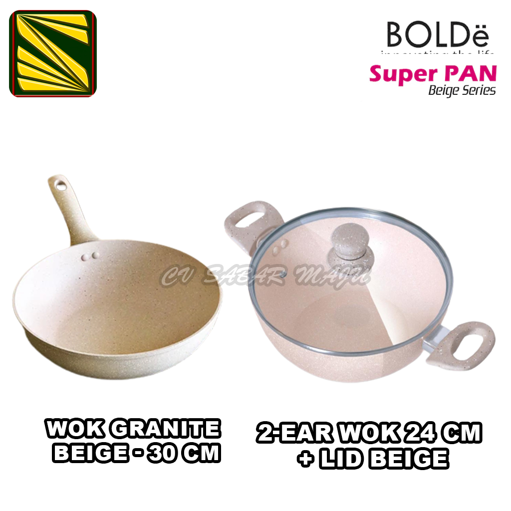 Jual Bolde Wok Pan 30 cm Beige, Super Pan 2 Ear Wok (Wajan) 24cm + Lid ...