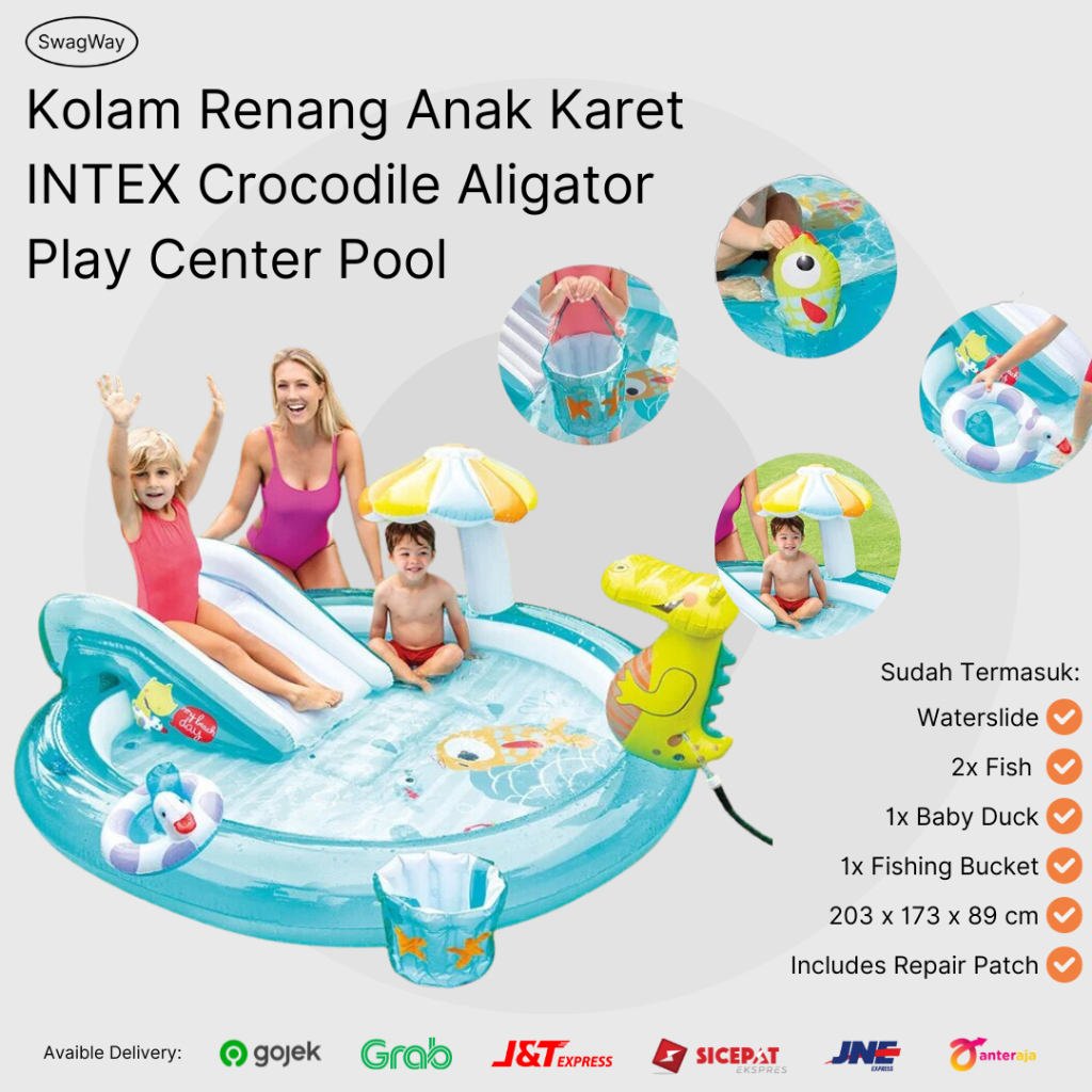 Jual INTEX GATOR PLAY POOL KOLAM RENANG KARET ANAK PEROSOTAN PANCURAN ...