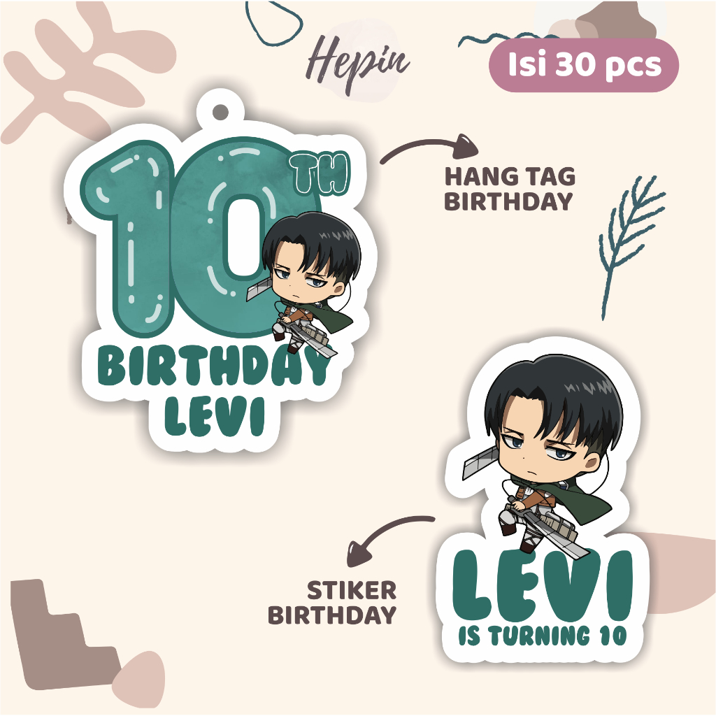 Jual (30pcs) diecut Hang tag & stiker ulang tahun edisi ATTACK ON TITAN ...