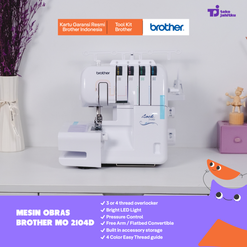 Jual Mesin Obras Benang 4 , Obras Benang 3 dan Neci Portable Brother MO2104D | Brother MO 2104D ...