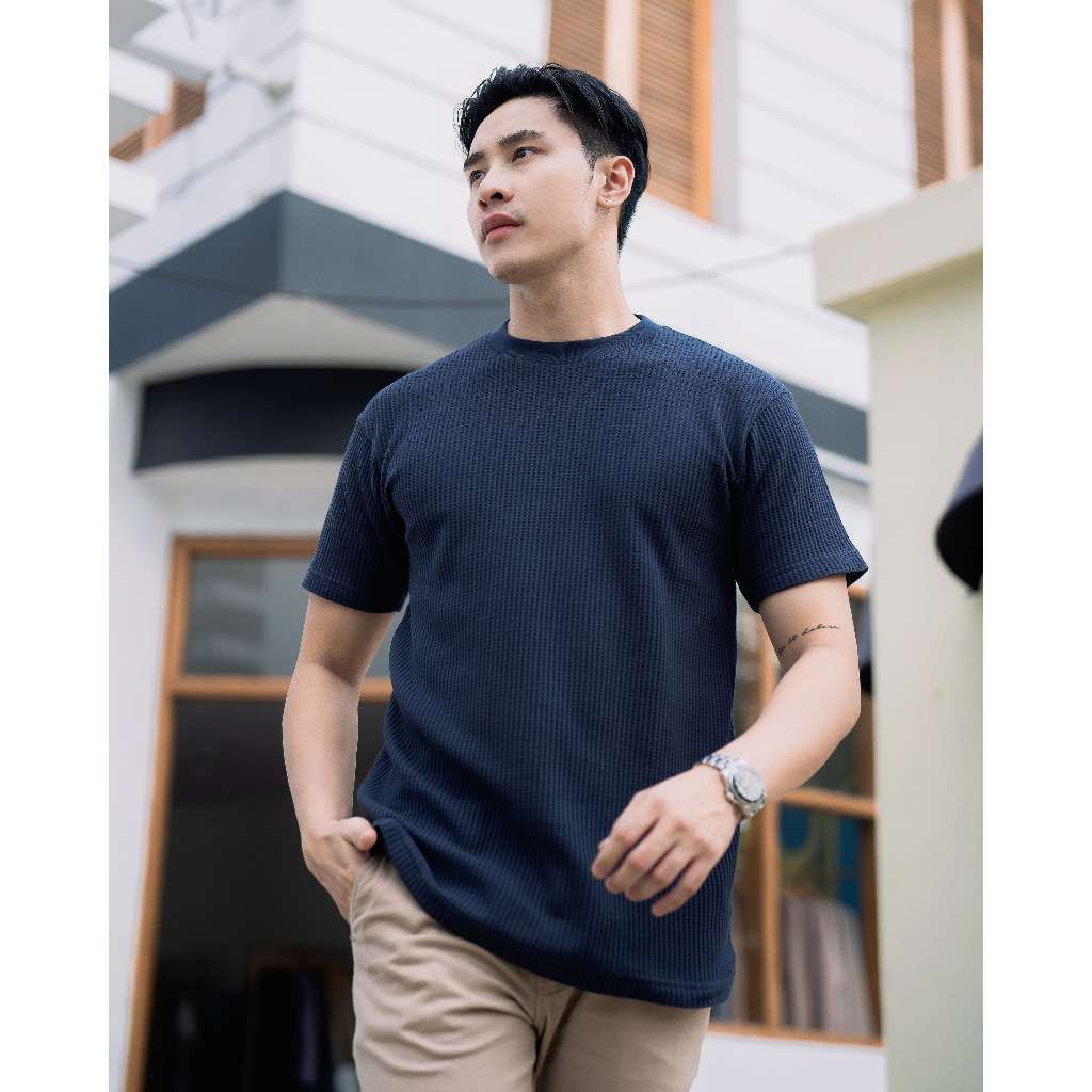 Jual Beppu Kaos Knit Waffle In Navy - Kaos Polos Waffle Pria Premium ...