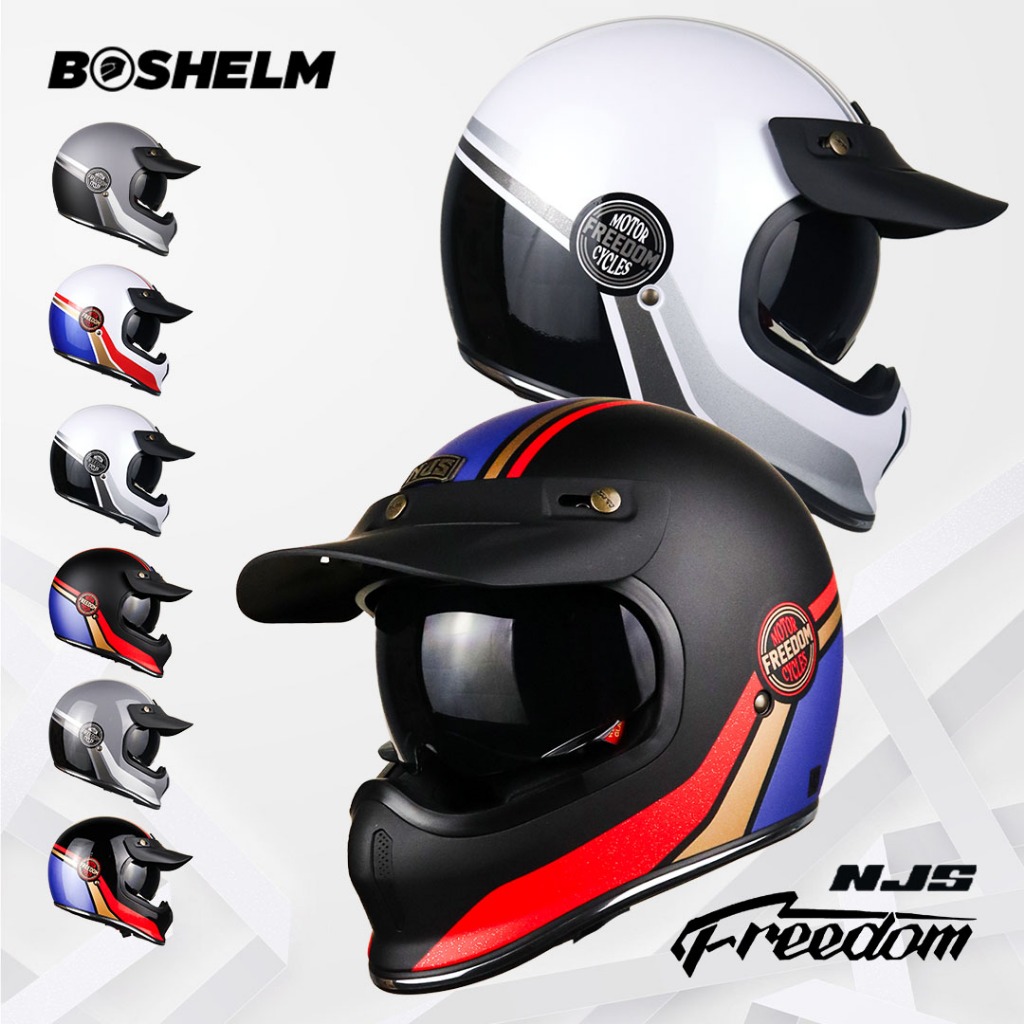Jual BOSHELM Helm NJS FREEDOM ROADSTER Helm Full Face SNI | Shopee ...