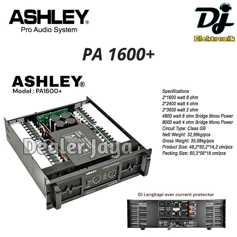 Jual Power Amplifier Ashley PA 1600 + / PA1600 - 2 channel | Shopee Indonesia