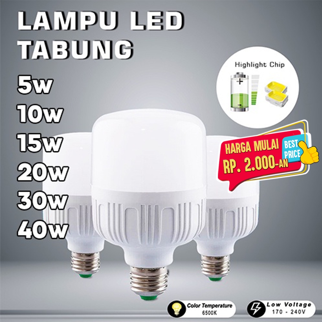 Jual Lampu LED Bulb Jumbo Tabung 5W 10W 15W 20W 30W 40W Kapsul Super ...