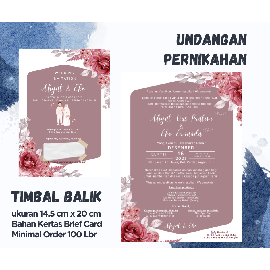 Jual CETAK UNDANGAN WEDDING, UNDANGAN PERNIKAHAN ROSE PINK | Shopee ...