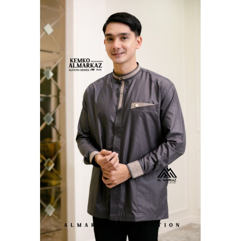 Jual Baju Kemko Koko Muslim Pria Alfatih Tangan Manset Model Slim Fit By Almarkaz | Shopee Indonesia