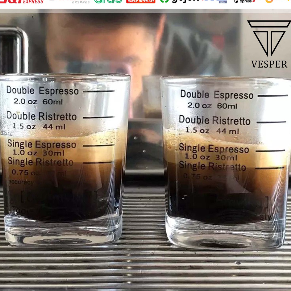 Jual Baru double shot square espresso coffee glass 60ml / gelas takar ...