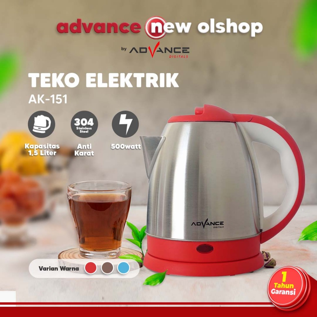 Jual ADVANCE Electric Kettle 1.5 Liter Teko Listrik AK-151 Teko Pemanas ...