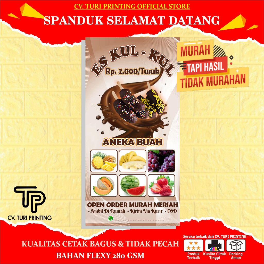 Jual SPANDUK ES KUL - KUL KEKINIAN VIRAL Uk. 100x50 CM | Shopee Indonesia