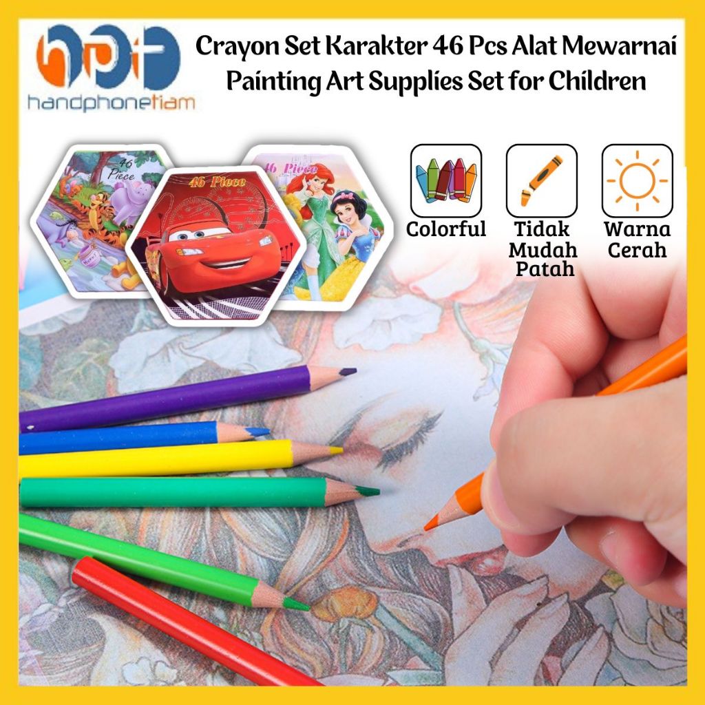 Jual Crayon Set Karakter 46 Pcs Alat Menggambar Melukis Mewarnai ...