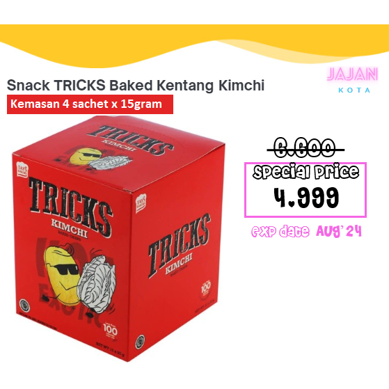 Jual Snack TRICKS Baked Kentang Kimchi 1 box (4 sachet x 15 g) | Shopee ...