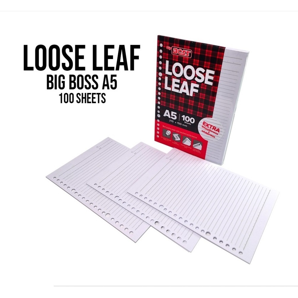 Jual LOOSE LEAF Garis A5 / B5 (1 Pak isi 100 lembar) BIG BOSS / kertas Binder loose leaf ...