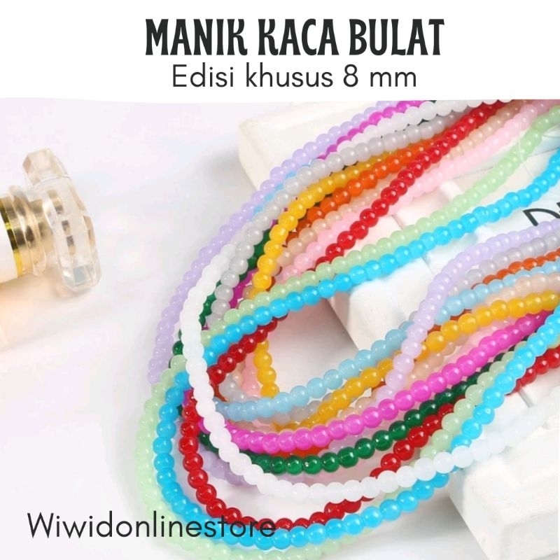 Jual (1 untai/50 biji) MANIK KACA BULAT 8 mm | Shopee Indonesia