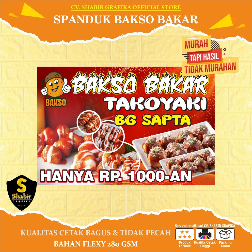 Jual COD SPANDUK BAKSO BAKAR KEKINIAN II Uk. 100x50cm | Shopee Indonesia