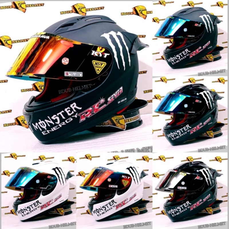 Jual Helm KYT full face RC-7 rc seven Black dof Monster paket ganteng ...