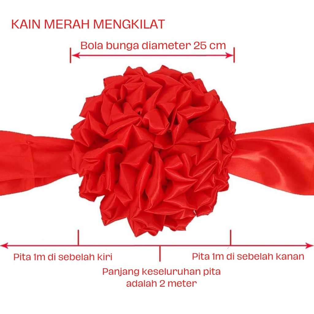 Jual Pita Bunga Kain Merah Wedding Sangjit/ Hiasan Mobil Pengantin ...