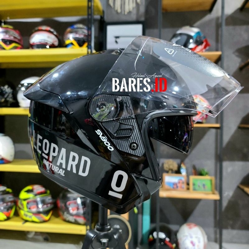 Jual Helm RSV SV300 Black Glossy Double Visor Sticker Leopard Silver ...