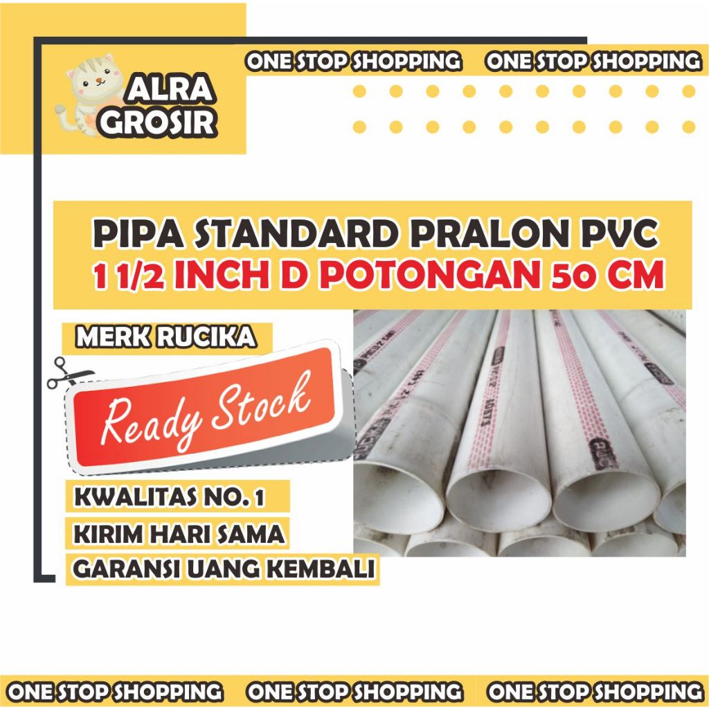 Jual PIPA RUCIKA STANDARD PRALON PVC 1 1/2 INCH D POTONGAN 50 CM | Shopee Indonesia