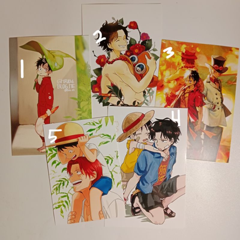 Jual postcard netprint neppuri fanmerch one piece ace luffy shanks sabo ...
