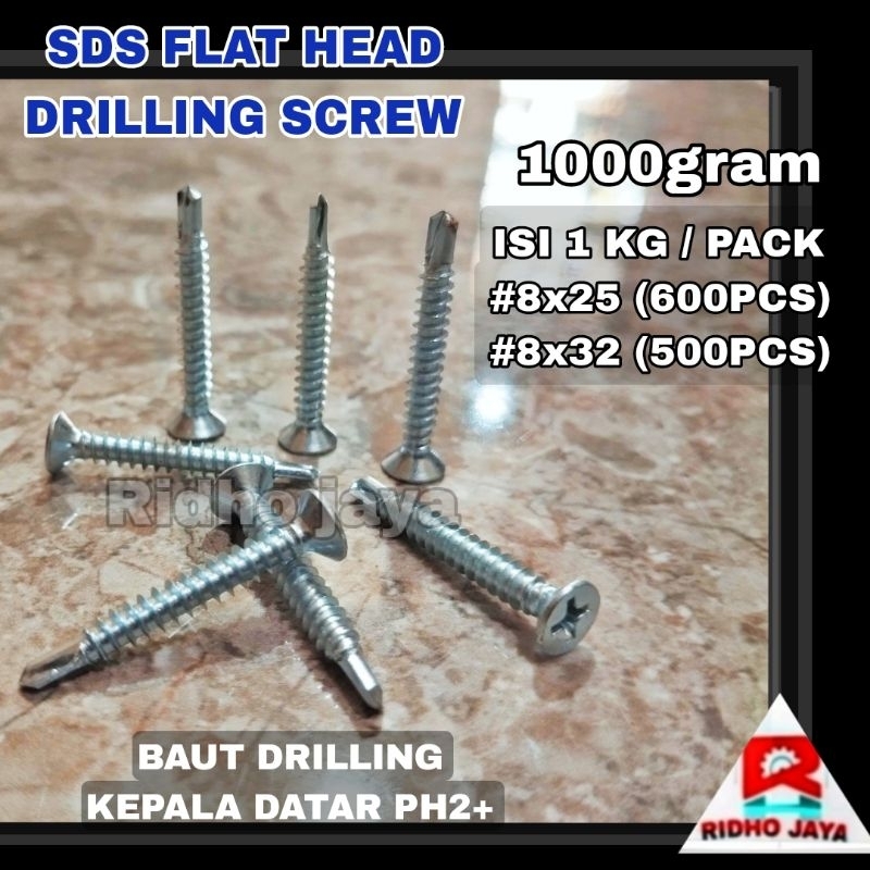 Jual [ Harga 1000Gram ] 1KG Skrup Roofing SDS FH 8x19 / 8x25 Baut Baja ...