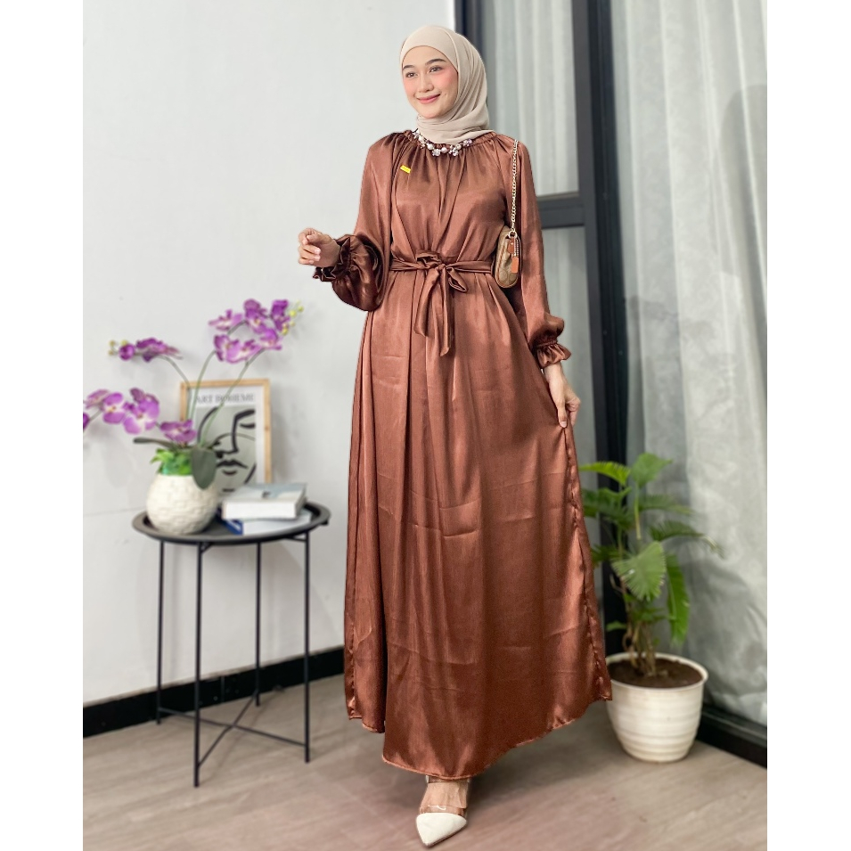 Jual Gamis Cradenza Shimmer Silk Busui Frendly Casandra Dress Shimmer