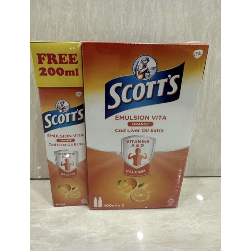 Jual Scotts emulsion cod liver oil extra ( 400ml X2 | free 200ml ...
