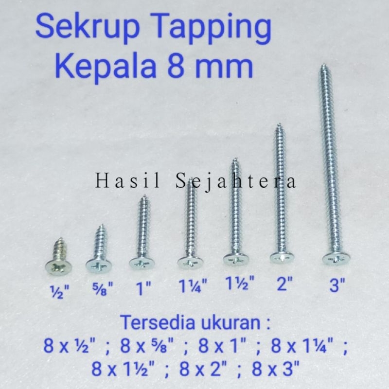 Jual Sekrup Skrup Tapping Screw JF kayu Kepala 8 mm , Harga 1 Bungkus + - 100 pcs | Shopee Indonesia