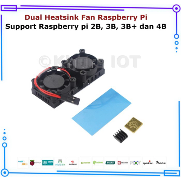 Jual Dual Heatsink Fan Raspberry Pi 3 / Pi 4 Thermal Tape Pendingin Cooling Limited | Shopee ...