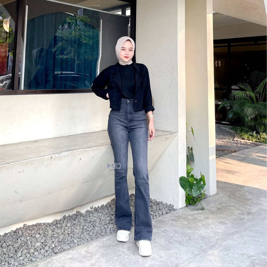 Jual [MCOJEANS] OOTD SZ 27-34 HIGHWAIST CUTBRAY JEANS LOVY BLACK SHADOW JEANS STREATCH MELAR ...