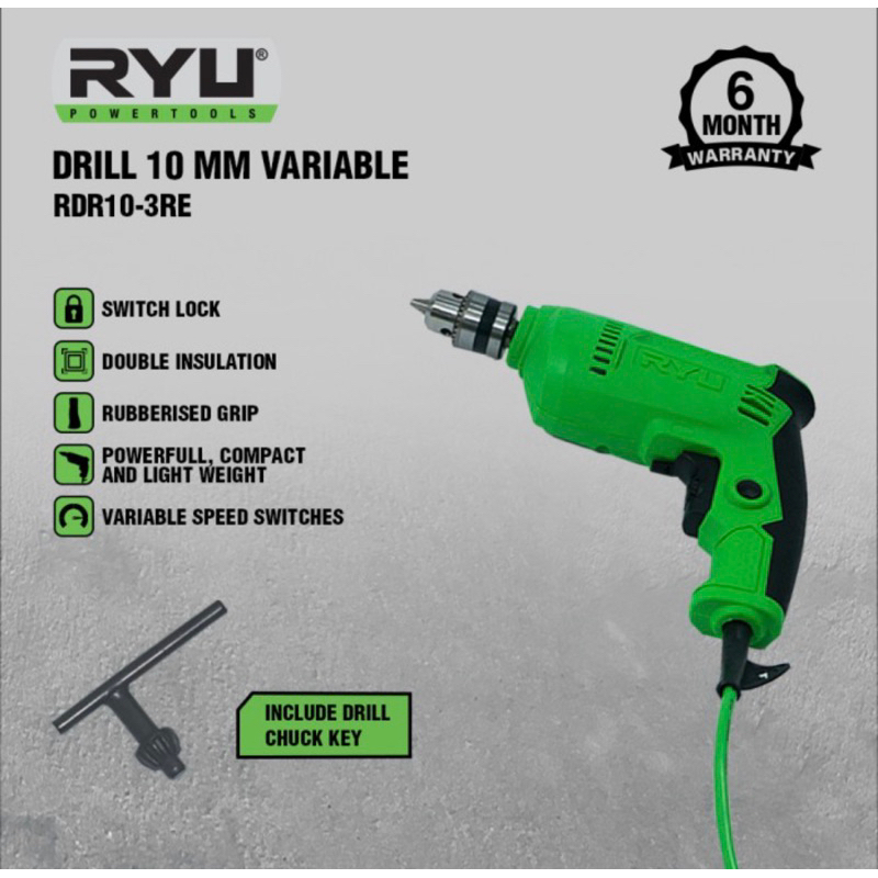 Jual Mesin bor 10 mm RYU RDR10-3RE bor listrik bor tangan bor besi kayu ...