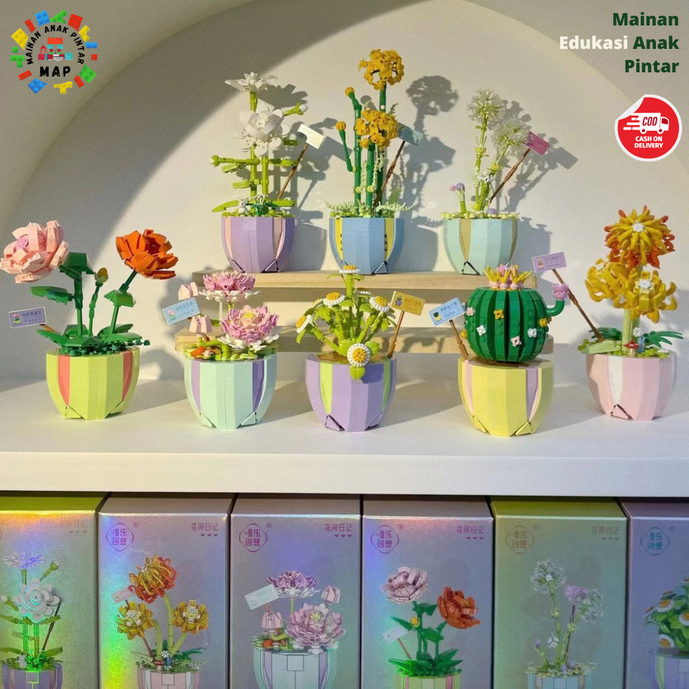 Jual Mainan Brick Blok Balok Susun Bangunan Buket Bunga Flower Dekorasi ...