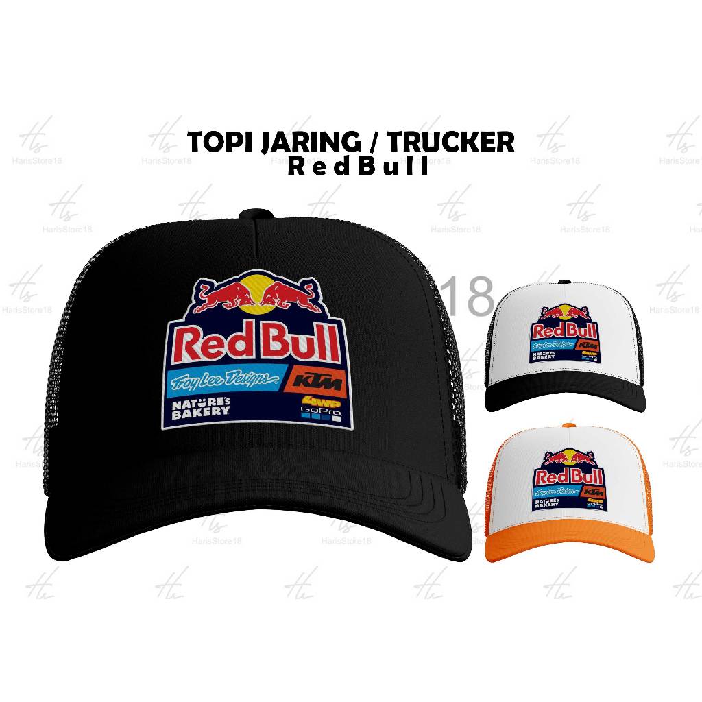 Jual Topi Jaring Redbull ktm / Topi Trucker Custom / Topi Sablon ...