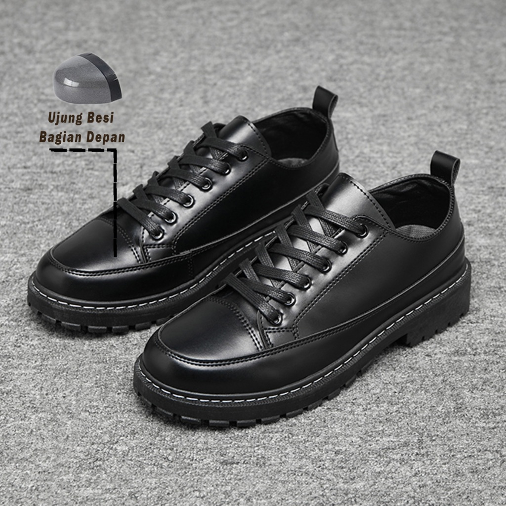 Jual Sepatu Formal Casual Pantofel Docmart Hitam Safety Ujung Besi ...