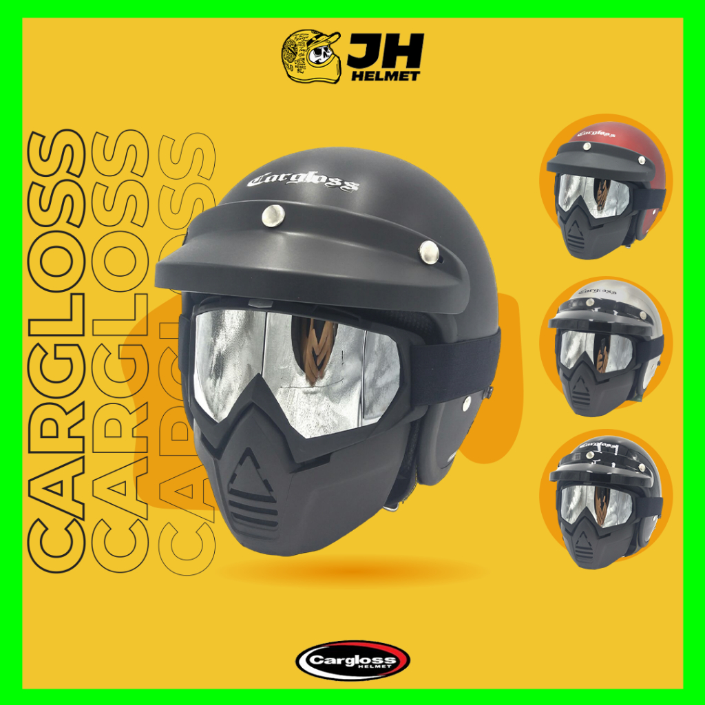 Jual Helm Cargloss Original CFM + Goggle Mask | Helm Carglos Retro ...