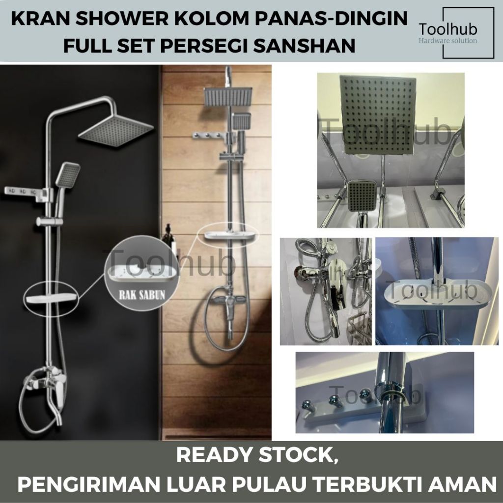 Jual SANSHAN Kran Shower Kamar Mandi air panas-dingin full set lengkap ...