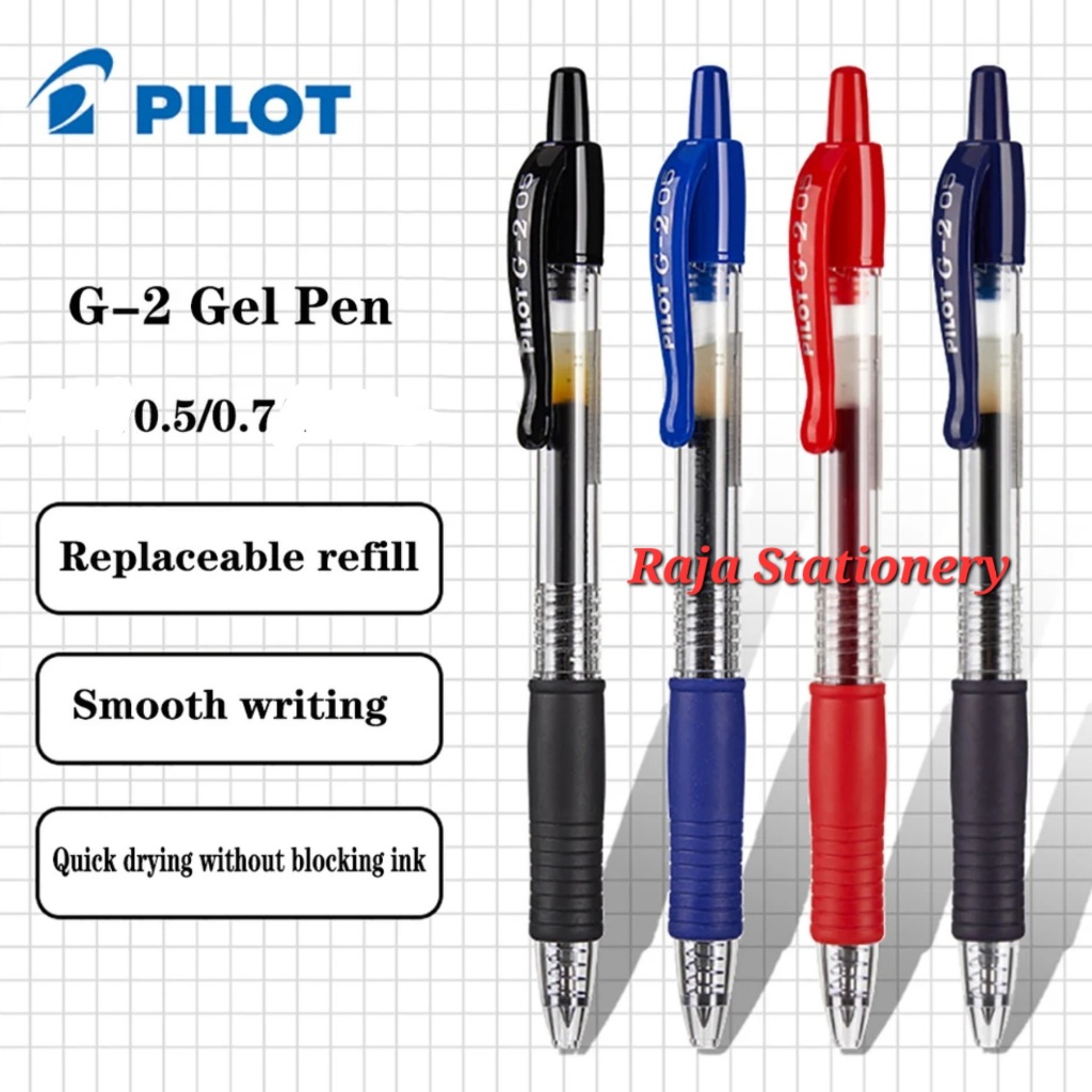 Jual Pilot Pen G2 0.5 0.7 Gel Clicker BLACK BLUE RED / Pen Pilot G2 Hitam Biru Merah Cetek ...
