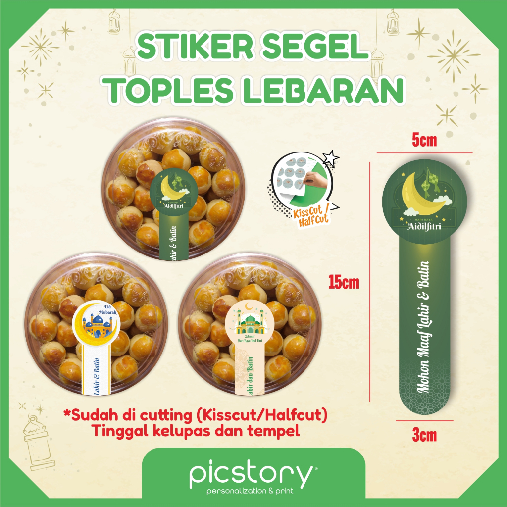 Jual Stiker Toples Kue Lebaran Idul Fitri/ Sticker Label Segel Hampers ...