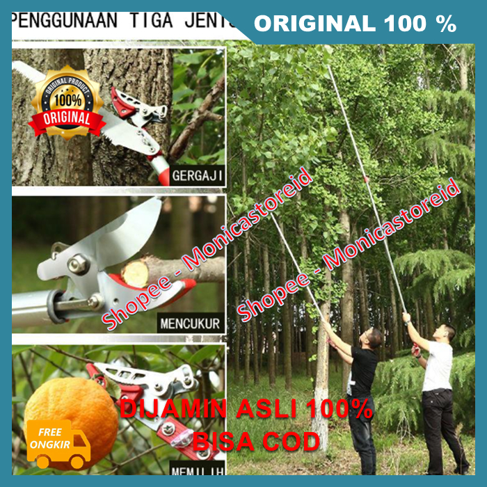 Jual Gunting Pemetik Buah Tinggi Gunting Pangkas Tree Pruner Galah Tongkat Pemotong Gergaji ...