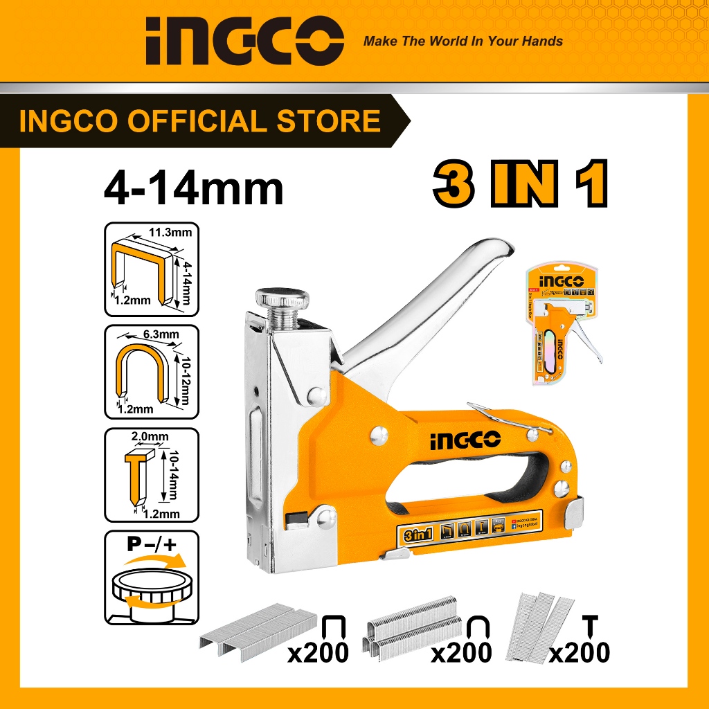 Jual (INGCO) - 3 In 1 Staple Gun dengan 600 Staples Untuk Kayu INGCO ...