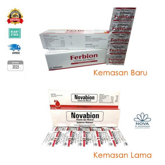 Jual (STRIP isi 10) Ferbion Vitamin C, Vitamin B12 + Mineral Zat Besi ...