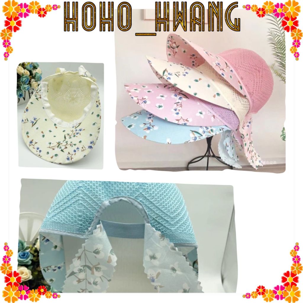 Jual HOHO_HWANG (T-18) Topi pantai topi corak bunga anti panas fashion ...