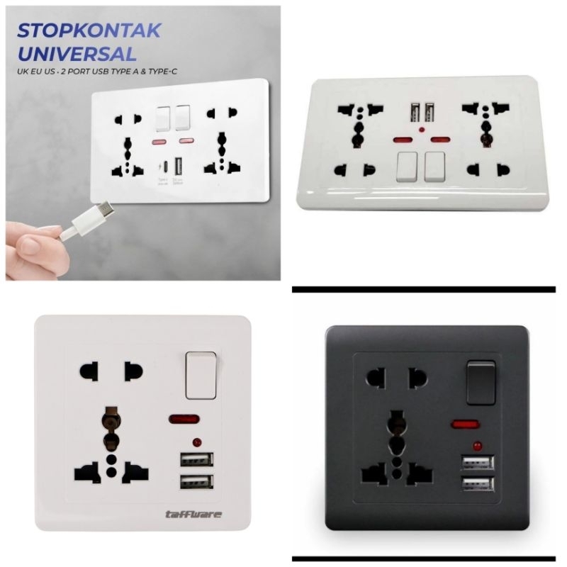Jual Taffware Fast Charging Colokan Dinding Stop Kontak Universal UK EU ...