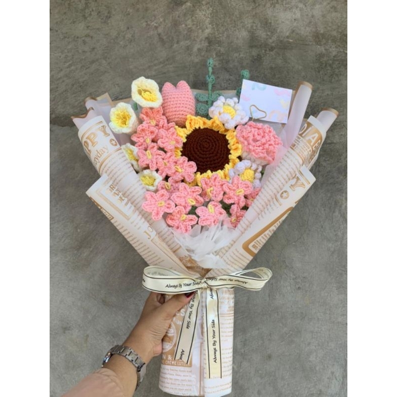 Jual PO Buket Bunga Rajut March Pink Series/ crochet flower bouquet ...