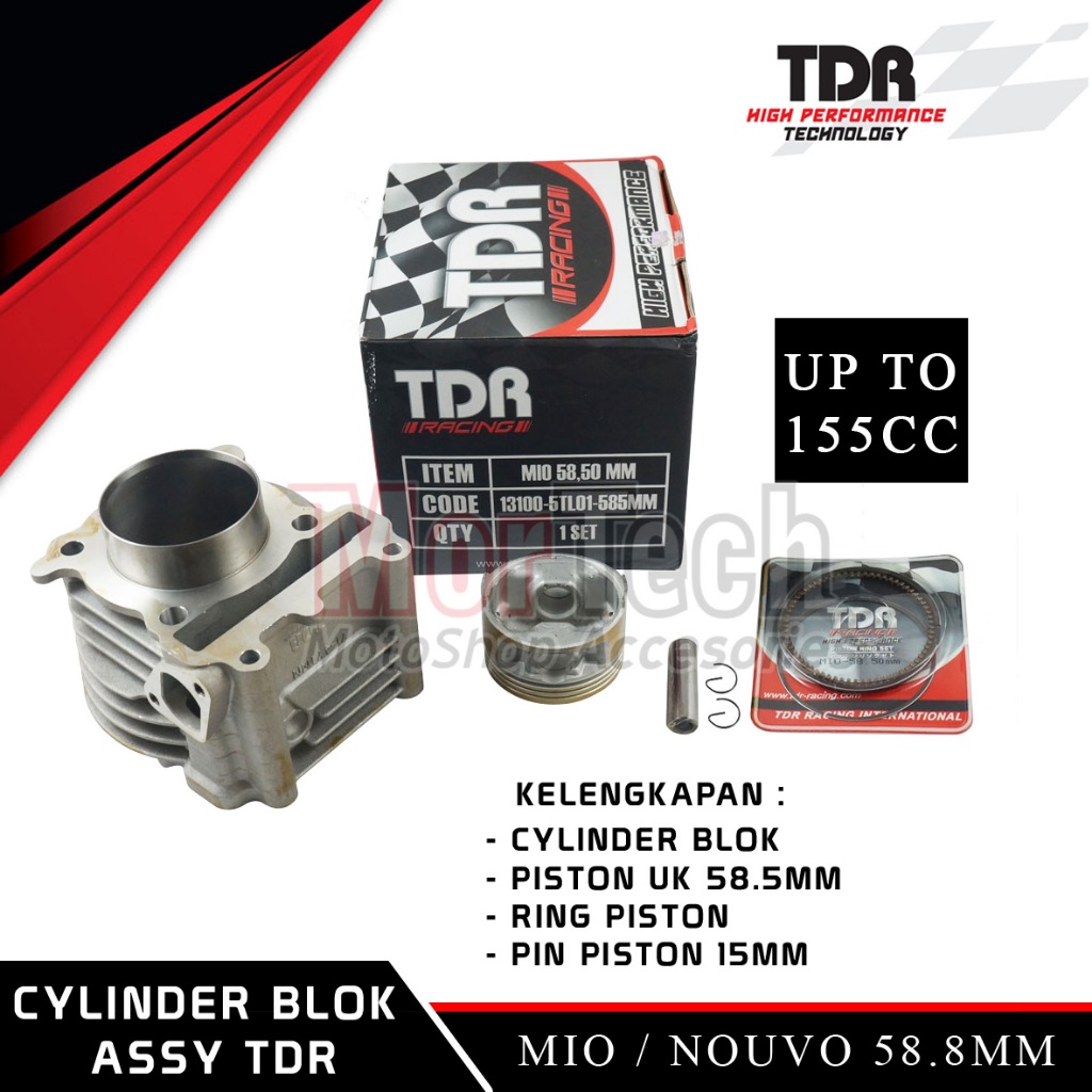 Jual TDR Racing Ceramic Forged Piston Blok Bore Up Mesin 58,5mm for Mio Sporty Mio Soul Fino ...