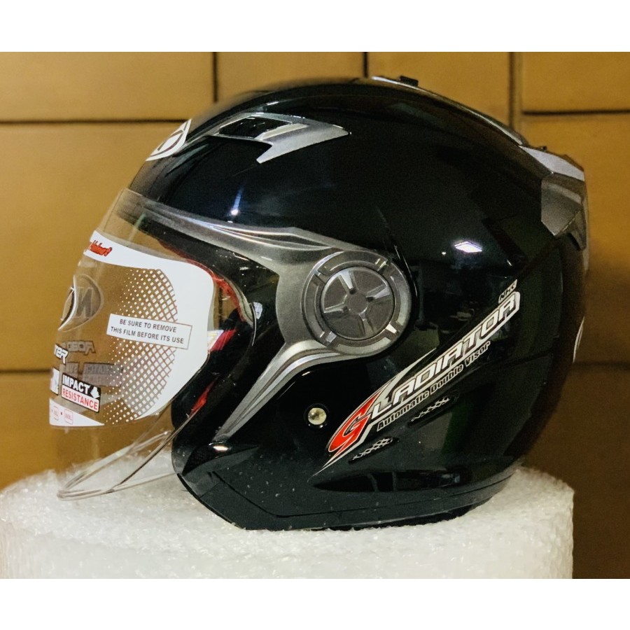 Jual HELM NHK Gladiator Solid Black Glossy NHK GLADIATOR SOLID | Shopee ...