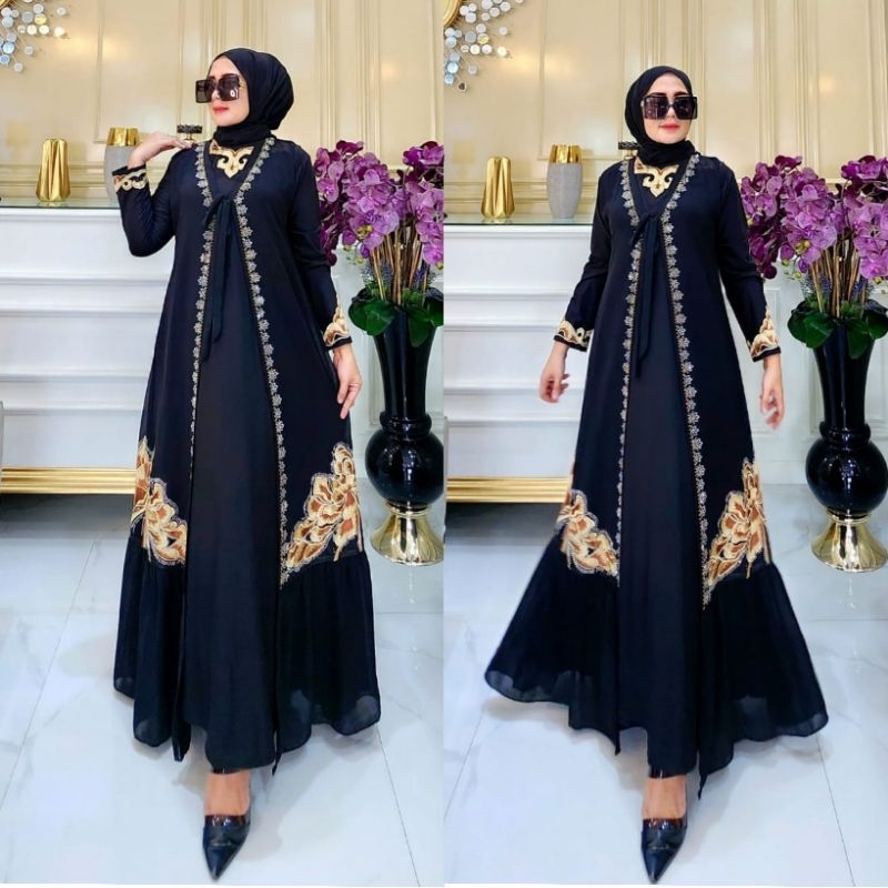 Jual GAMIS ABAYA TURKI BORDIR MODEL ROMPI LEPAS | Shopee Indonesia