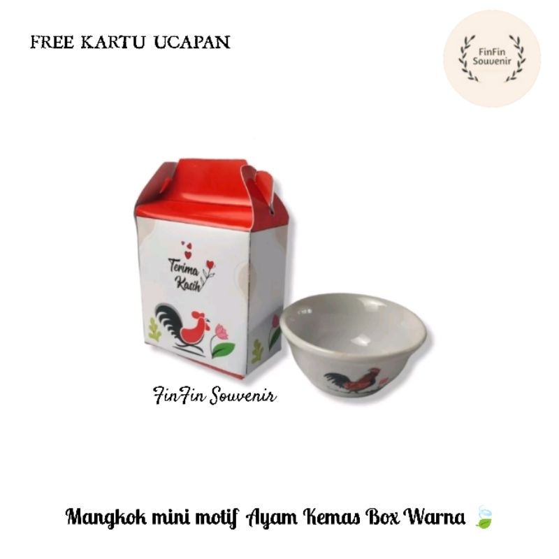 Jual SOUVENIR MANGKOK AYAM JAGO KEMASAN BOX Warna free kartu ucapan ...