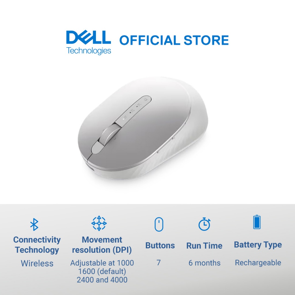 Jual Dell Premier Rechargeable Wireless-Bluetooth Mouse - MS7421W ...