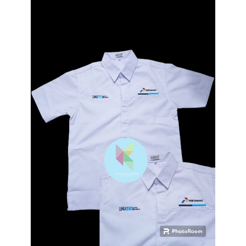 Jual kemeja Bumn Pertamina seragam BUMN Pertamina putih lengan pendek ...